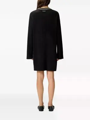 Pinko Crystal-embellished Ribbed Knit Mini Dress - Black