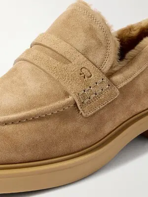GIANVITO ROSSI Shearling-lined Suede Loafers