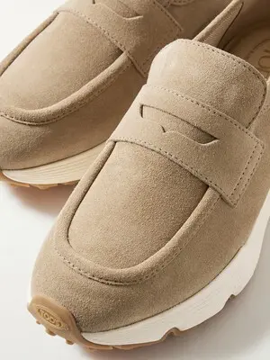 TOD'S Suede Penny Bar Slip-on Sneakers - Neutrals