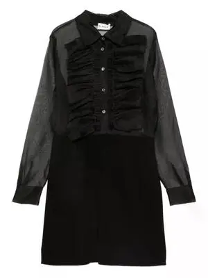 P.a.r.o.s.h Ruffled Sheer-paneled A-line Dress - Black