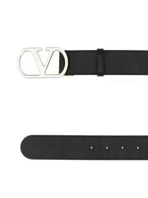 Valentino Garavani Vlogo Signature Leather Belt - Black