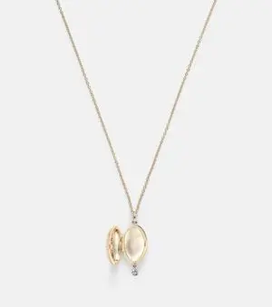PERSEE 9kt Yellow Locket Necklace With Diamonds