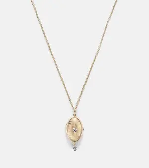 PERSEE 9kt Yellow Locket Necklace With Diamonds