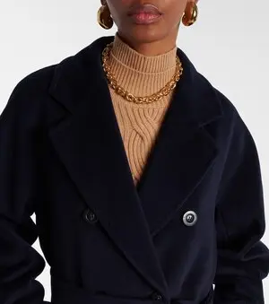 Max Mara Madame Wool And Cashmere Wrap Coat - Black