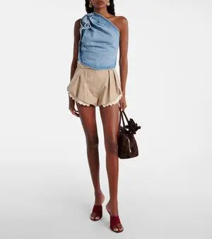 Magda Butrym One-shoulder Draped Denim Top