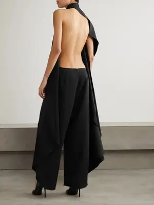 Alaïa Open-back Asymmetrical Wool-blend Jumpsuit