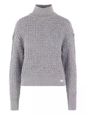 Elisabetta Franchi Sequin-embellished High-neck Sweater - Grey