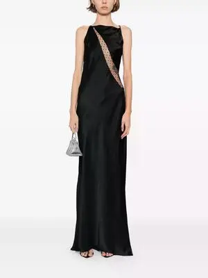 Kiki De Montparnasse Silk Maxi Dress With Polka Dot Embroidery