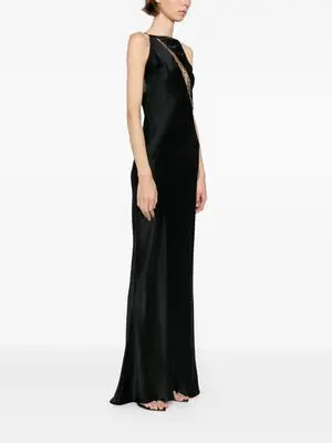 Kiki De Montparnasse Silk Maxi Dress With Polka Dot Embroidery