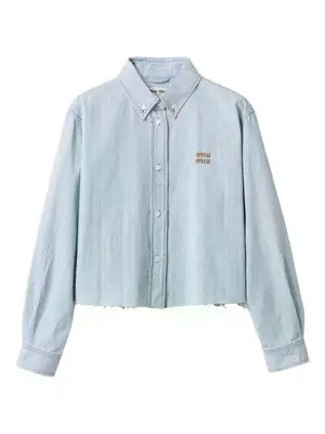 Miu Miu Striped Frayed-edge Shirt