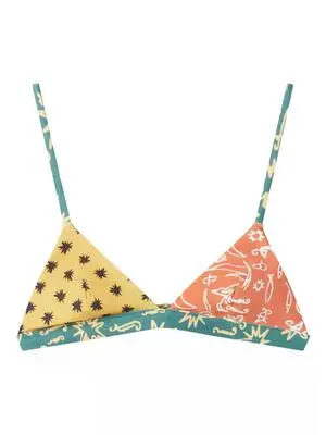 DONDE ESTEBAN Star-print Triangle Bikini Top