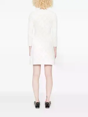 SELF-PORTRAIT Eyelet Embroidered Mini Dress With Peter Pan Collar And Bow Embellishment