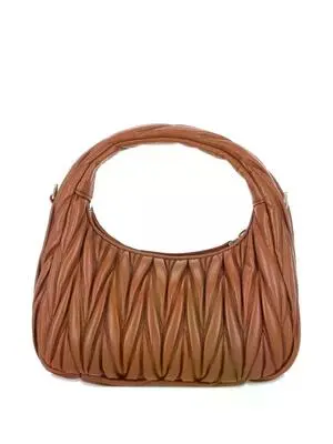 Miu Miu Matelassé Nappa Leather Tote Bag - Brown