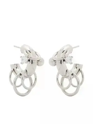 PANCONESI Pierced Embellished Hoop Earrings - Silver