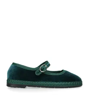 FLABELUS Velvet Leonor Mary Janes - Green