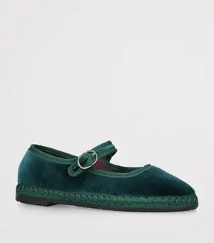 FLABELUS Velvet Leonor Mary Janes - Green