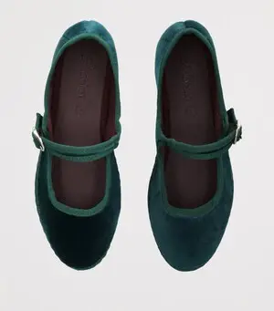 FLABELUS Velvet Leonor Mary Janes - Green