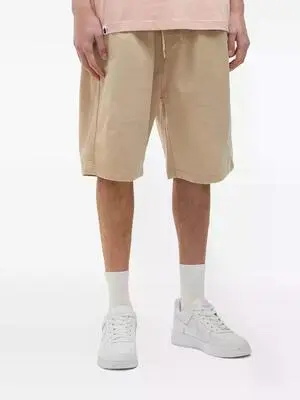 FINGERCROXX Embroidered Logo Cotton Shorts - Neutrals