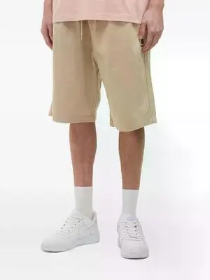 FINGERCROXX Embroidered Logo Cotton Shorts - Neutrals