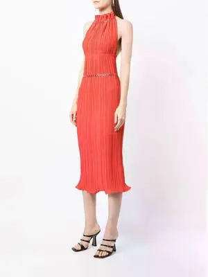 DION LEE Chain-detail Pleated Midi Dress