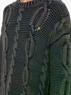 KAMIYA Cable Knit Distressed Sweater - Black