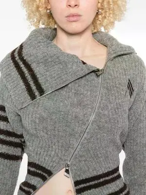 Attico Striped Zip-front Cardigan