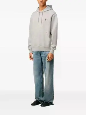 AMI Paris De Coeur Cotton Hoodie - Grey
