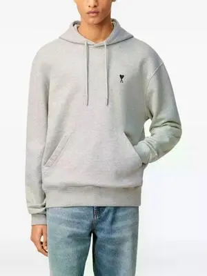 AMI Paris De Coeur Cotton Hoodie - Grey