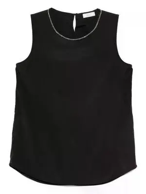 Peserico Embellished Sleeveless Top - Black