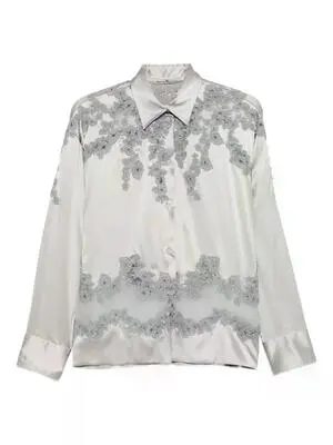 Ermanno Scervino Lace Embellished Silk Shirt - Grey