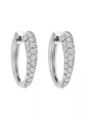 Kiki Mcdonough 18kt White Gold Diamond Hoop Earrings - Silver
