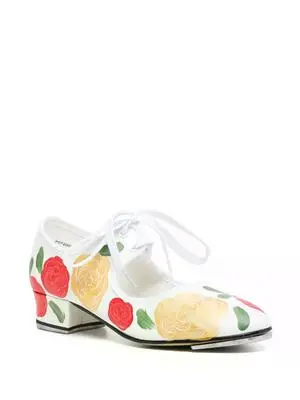 Comme Des Garçons Floral Print Lace-up Pumps