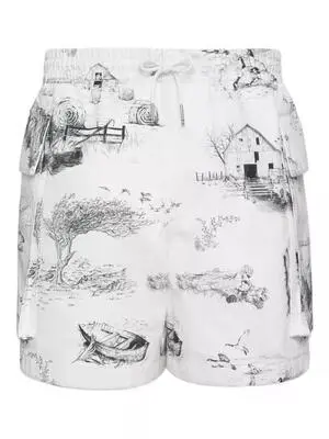 Thom Browne Graphic-print Cargo Shorts - White