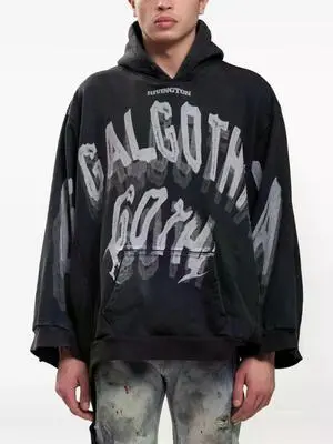 RRR123 Graphic-print Hoodie - Black