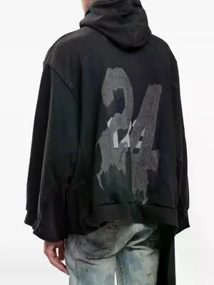 RRR123 Graphic-print Hoodie - Black