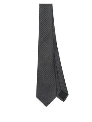 Gucci Silk Neck Tie With Signature Logo - Grey