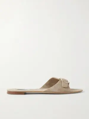 Gabriela Hearst Briar Suede Slides With Gold-tone Buckles