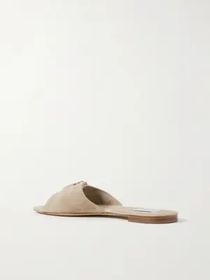 Gabriela Hearst Briar Suede Slides With Gold-tone Buckles