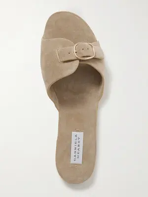 Gabriela Hearst Briar Suede Slides With Gold-tone Buckles