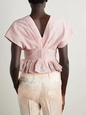 Sea Florence Gathered Cloqué Peplum Top