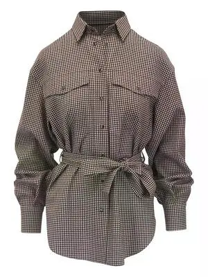 Brunello Cucinelli Checked Shirt With Belted Waist