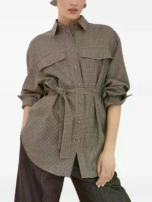 Brunello Cucinelli Checked Shirt With Belted Waist