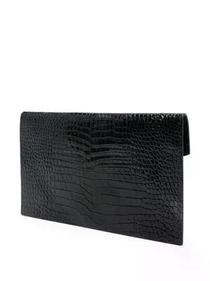 Saint Laurent Uptown Crocodile-effect Leather Pouch
