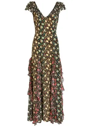 Rixo Ambika Floral-print Silk-chiffon Maxi Dress