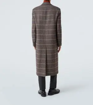 Saint Laurent Houndstooth Wool Overcoat