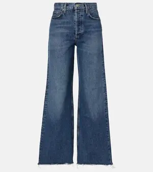 AGOLDE Dame High-rise Wide-leg Jeans In Control - Blue
