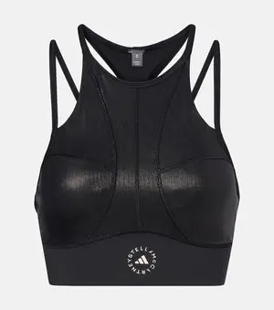 Adidas By Stella McCartney Lame Sports Bra - Black