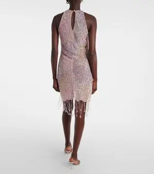 CLIO PEPPIATT Fringed Sequined Minidress