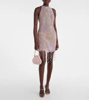 CLIO PEPPIATT Fringed Sequined Minidress