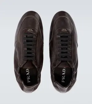 Prada Leather Sneakers - Brown